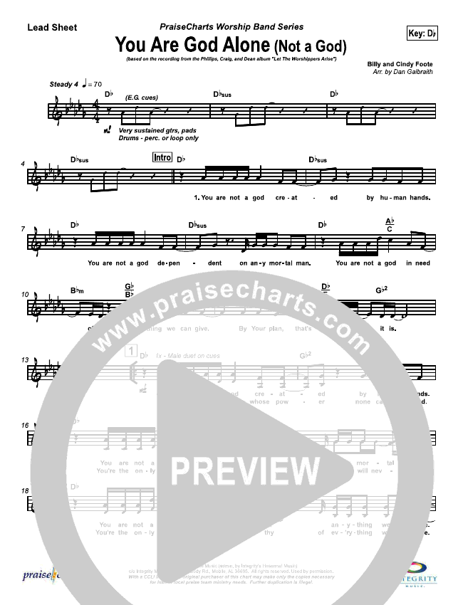 You Are God Alone Sheet Music PDF (Phillips Craig & Dean) - PraiseCharts