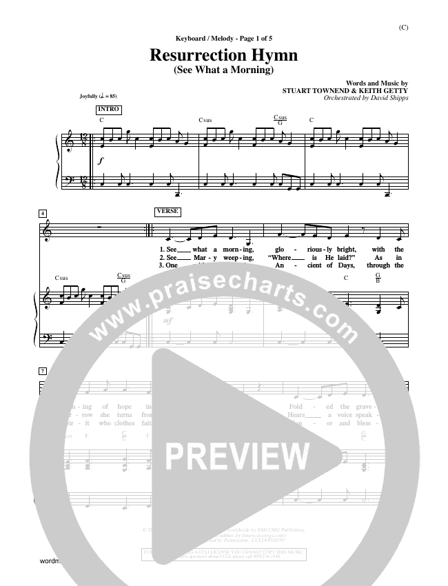 Resurrection Hymn Sheet Music PDF (Keith Getty) - PraiseCharts