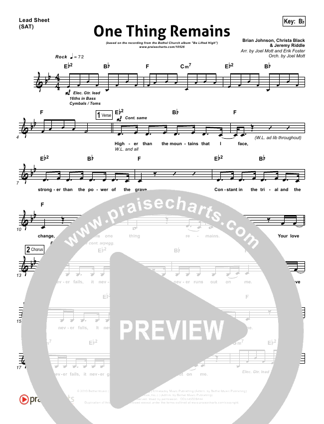 One Thing Remains Sheet Music PDF (Bethel Music) - PraiseCharts