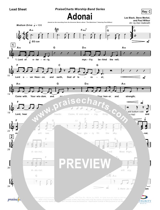 Adonai Sheet Music PDF (Paul Wilbur) - PraiseCharts