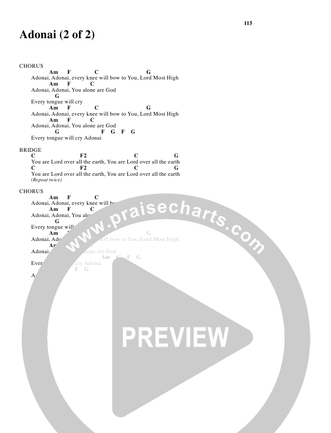 Adonai Chords PDF (Paul Wilbur) - PraiseCharts
