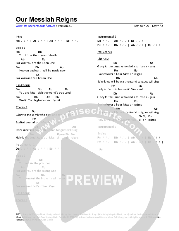 Our Messiah Reigns Chords PDF (New Life Worship) - PraiseCharts