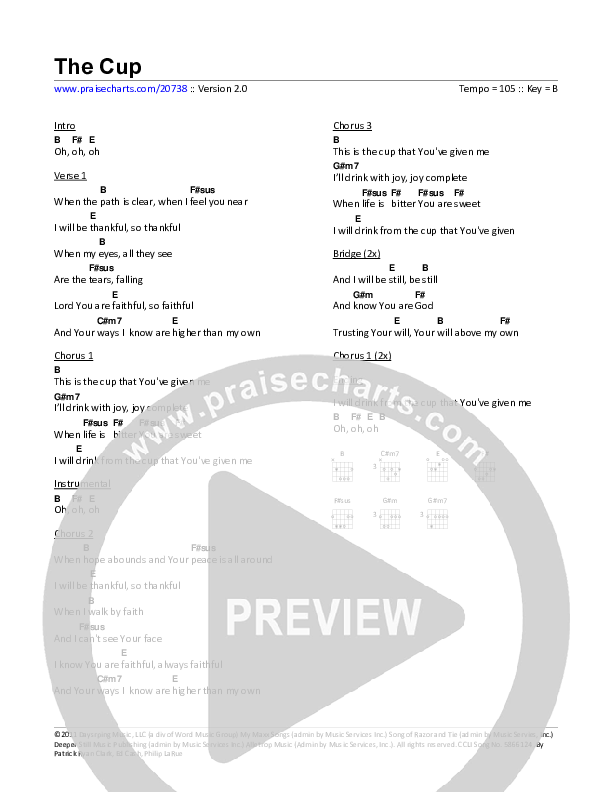 The Cup Chords PDF (Patrick Ryan Clark) - PraiseCharts