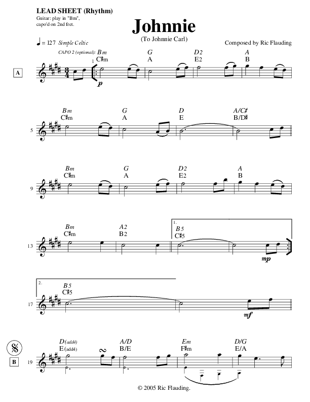 Johnnie (Instrumental) Sheet Music PDF (Ric Flauding) - PraiseCharts