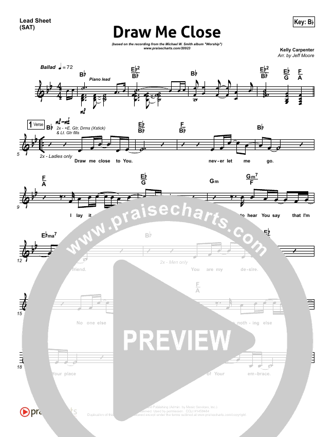 Draw Me Close Sheet Music PDF (Michael W. Smith) - PraiseCharts