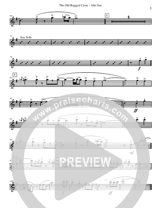 The Old Rugged Cross (Instrumental) Alto Sax Sheet Music PDF (David Arivett) - PraiseCharts