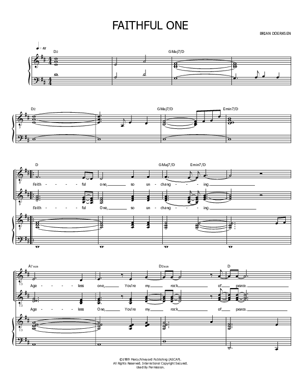 Faithful One Sheet Music PDF (Brian Doerksen) - PraiseCharts