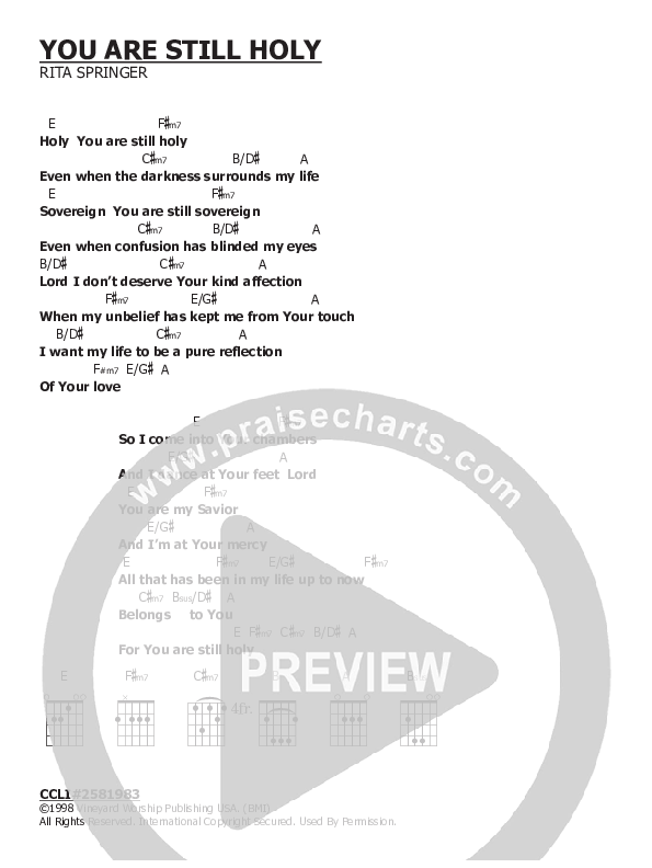You Are Still Holy Chords PDF (Rita Springer) - PraiseCharts