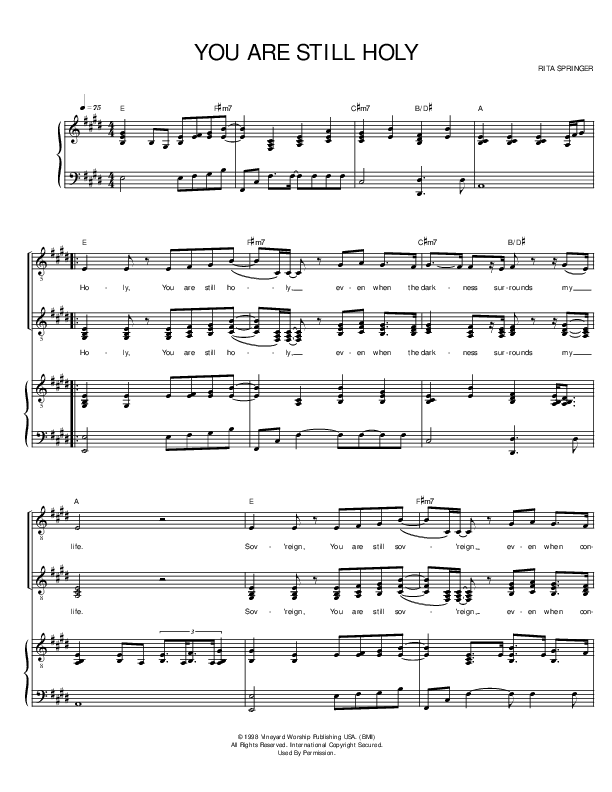 You Are Still Holy Sheet Music PDF (Rita Springer) - PraiseCharts