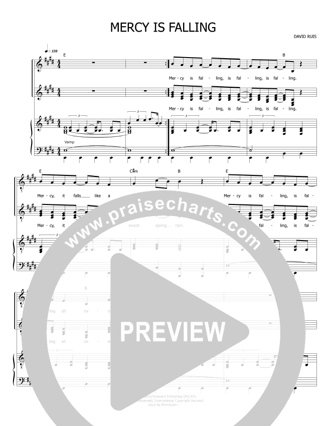 Mercy Is Falling Sheet Music PDF (David Ruis) - PraiseCharts