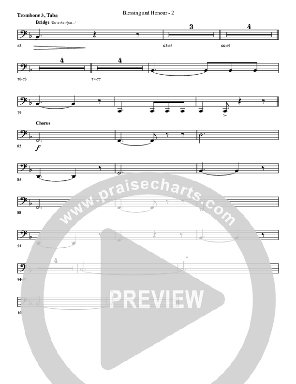 Blessing And Honour Trombone/Tuba Sheet Music PDF (G3 Worship) - PraiseCharts
