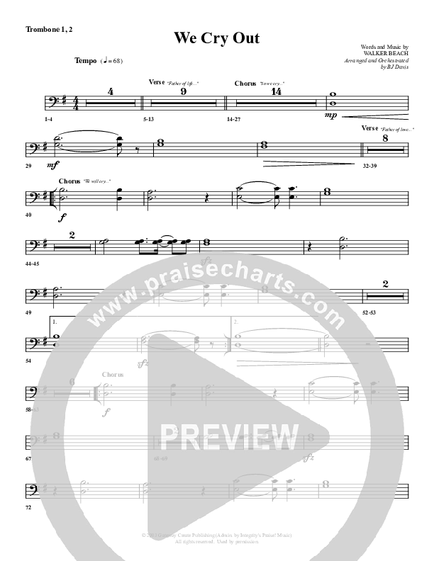 We Cry Out Trombone Sheet Music PDF (G3 Worship) - PraiseCharts