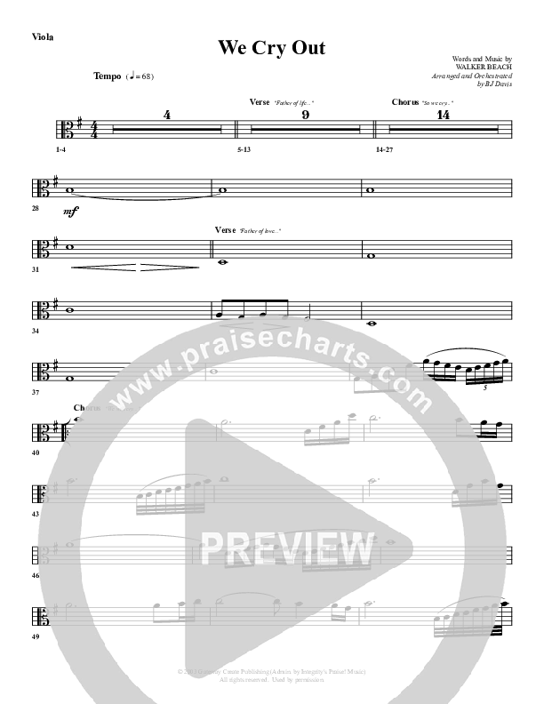 We Cry Out Viola Sheet Music PDF (G3 Worship) - PraiseCharts