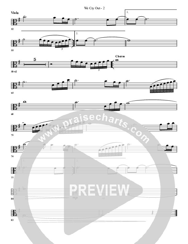 We Cry Out Viola Sheet Music PDF (G3 Worship) - PraiseCharts
