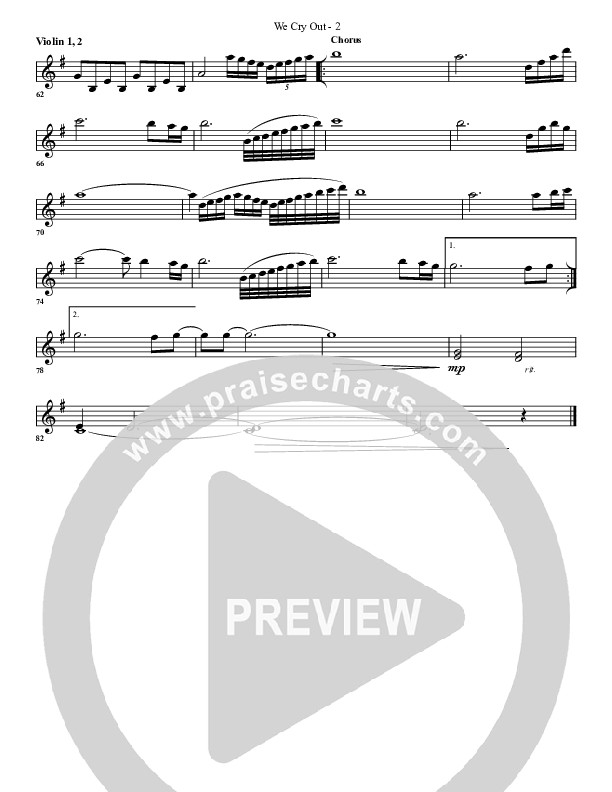We Cry Out Violin Sheet Music PDF (G3 Worship) - PraiseCharts