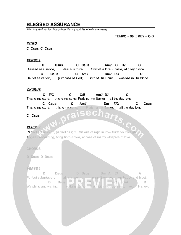 Blessed Assurance Chords Pdf G3 Worship Praisecharts