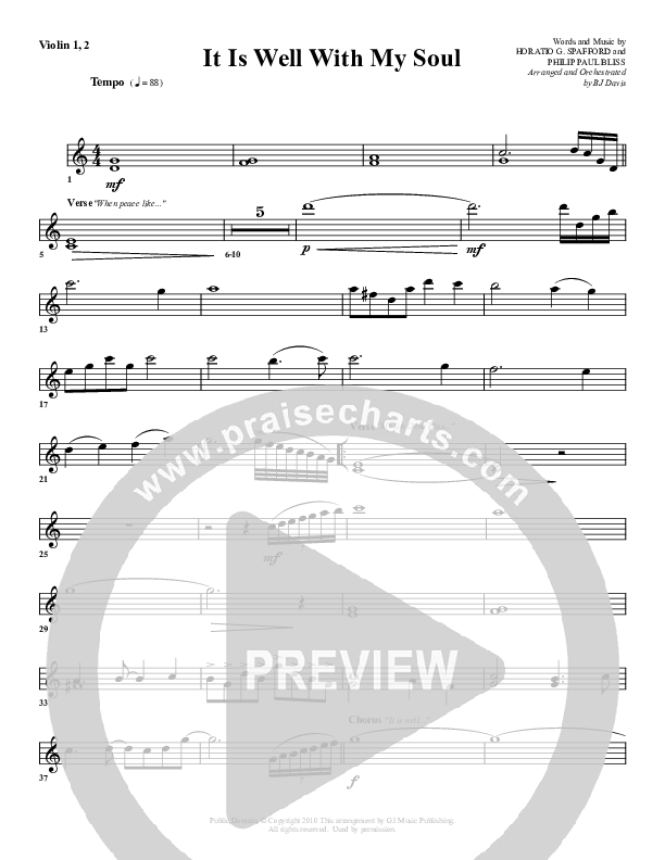 It Is Well With My Soul Violin Sheet Music PDF (G3 Worship) - PraiseCharts