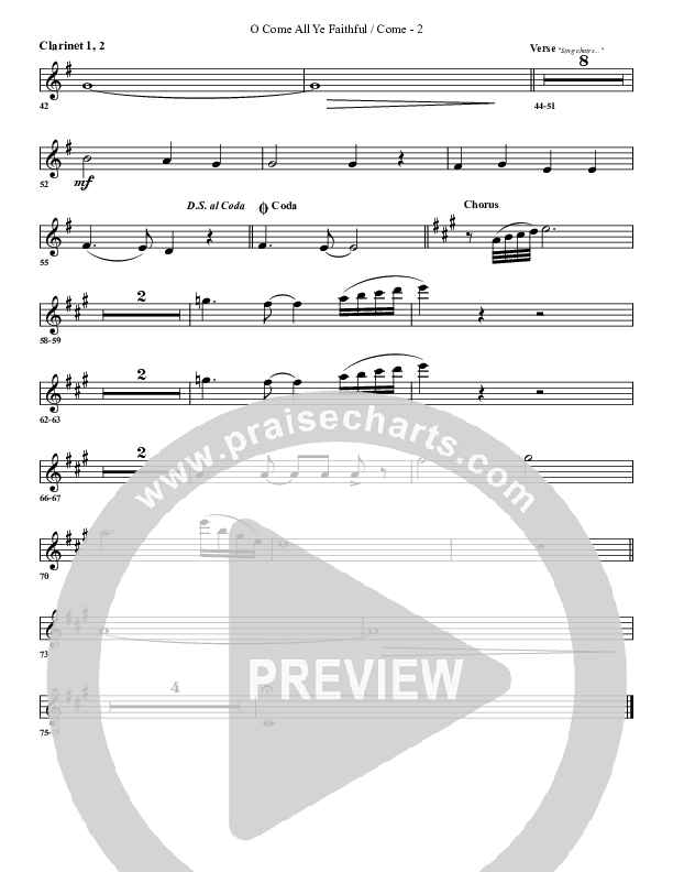 O Come All Ye Faithful Come Clarinet Sheet Music PDF (G3 Worship ...