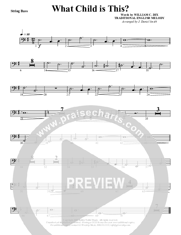 What Child Is This String Bass Sheet Music PDF (G3 Worship) - PraiseCharts