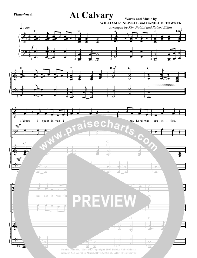 At Calvary Sheet Music (G3 Worship) - PraiseCharts