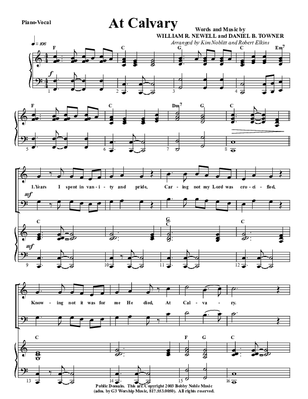 At Calvary Sheet Music PDF (G3 Worship) - PraiseCharts