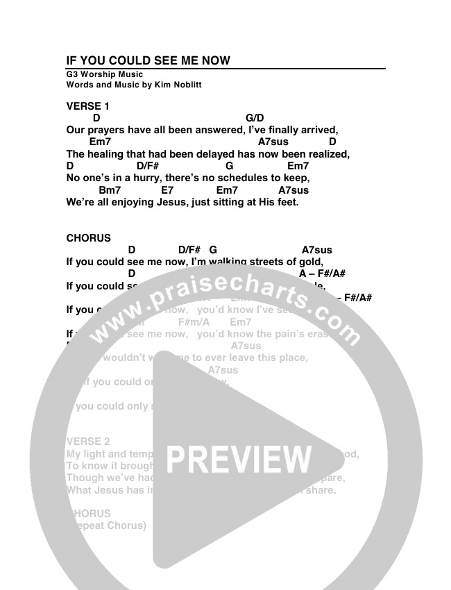 If You Could See Me Now Chords - G3 Worship | PraiseCharts