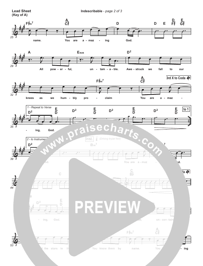 Indescribable Sheet Music (Chris Tomlin / Passion) - PraiseCharts