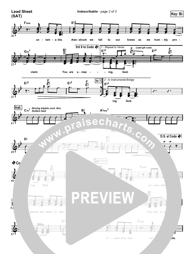 Indescribable Sheet Music (Chris Tomlin / Passion) - PraiseCharts