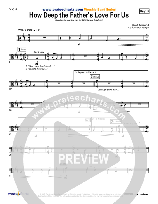 How Deep The Fathers Love For Us Viola Sheet Music Pdf Stuart Townend