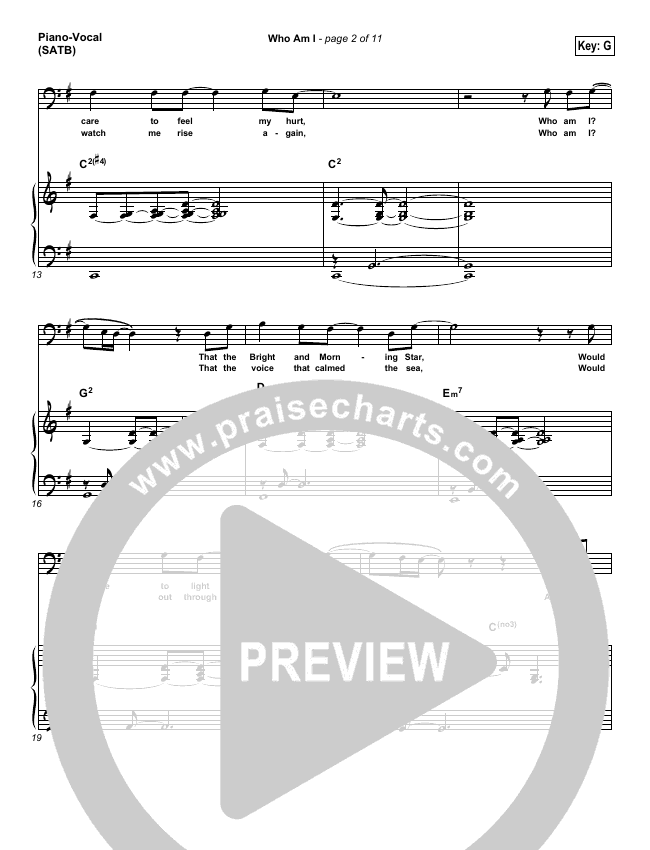 Who Am I Sheet Music (Casting Crowns) - PraiseCharts