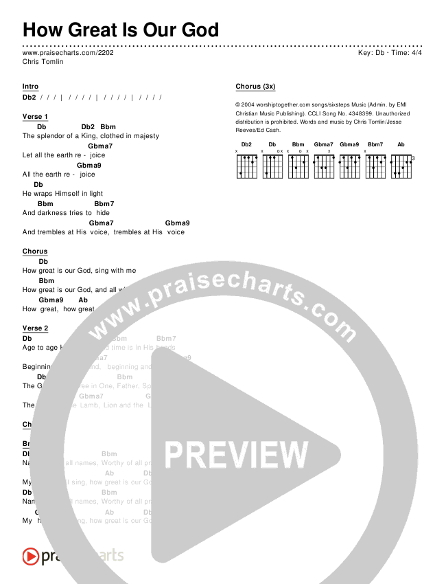 How Great Is Our God Chord Chart (Editable) - Chris Tomlin | PraiseCharts