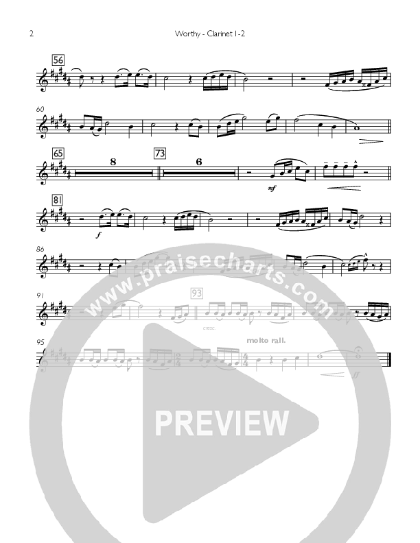 Worthy Clarinet Sheet Music PDF (Concord Worship / Destiny Rambo ...