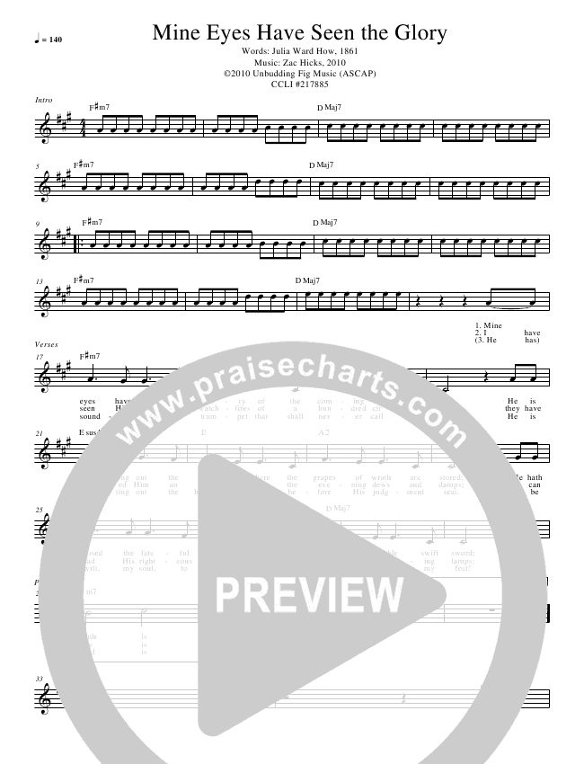 Mine Eyes Have Seen The Glory Sheet Music PDF (Zac Hicks / Cherry Creek ...