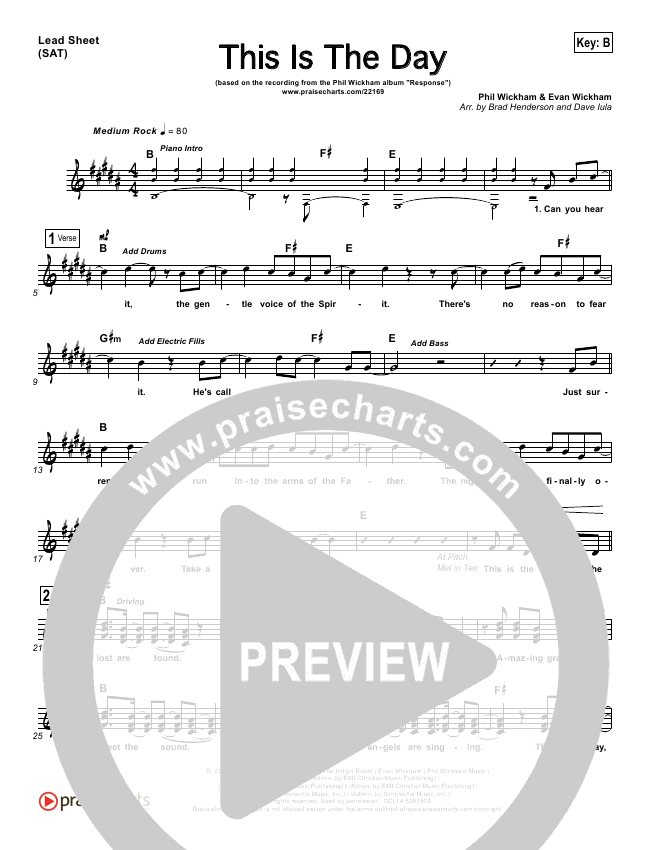 This Is The Day Sheet Music PDF (Phil Wickham) - PraiseCharts