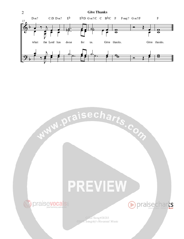 Give Thanks Sheet Music PDF (PraiseVocals) - PraiseCharts