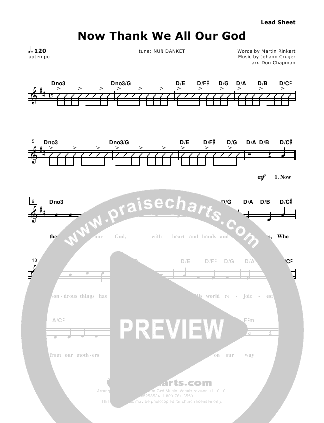 Now Thank We All Our God Sheet Music (Don Chapman) - PraiseCharts