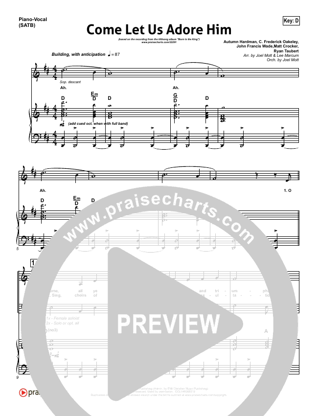 Come Let Us Adore Him Sheet Music PDF (Hillsong Worship) - PraiseCharts