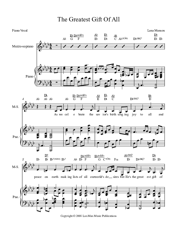 The Greatest Gift Of All Sheet Music PDF (Voices Of Levi Of St. James ...