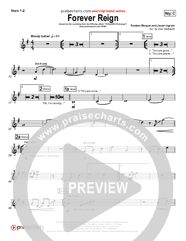 Forever Reign Choral Anthem Satb French Horn Sheet Music Pdf
