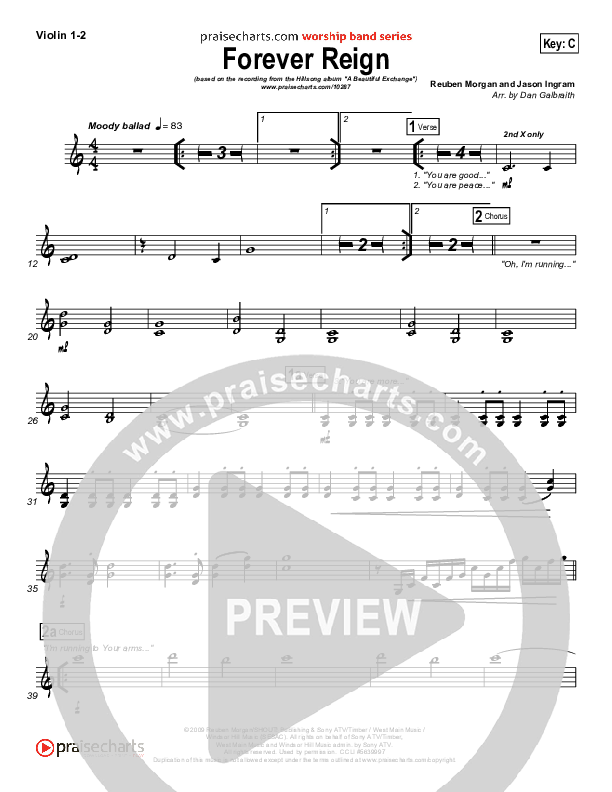 Forever Reign Choral Anthem Satb Violin Sheet Music Pdf Hillsong