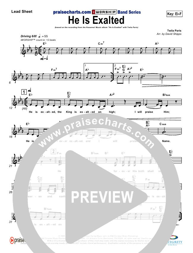 He Is Exalted Sheet Music PDF (Twila Paris) - PraiseCharts