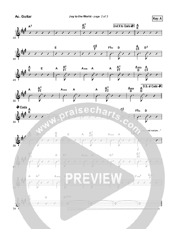 Joy To The World Acoustic Guitar Sheet Music PDF () - PraiseCharts