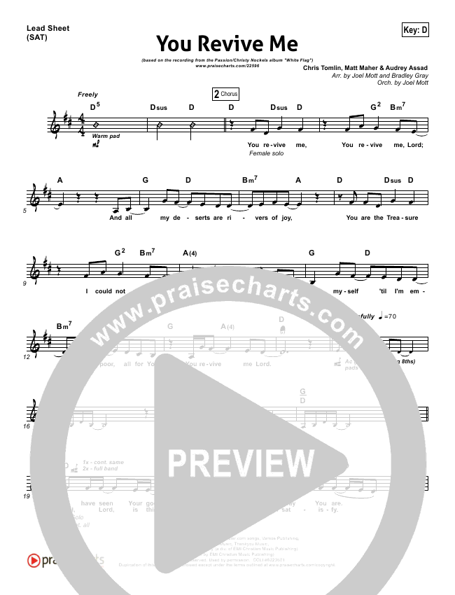 You Revive Me Sheet Music PDF (Passion / Christy Nockels) - PraiseCharts