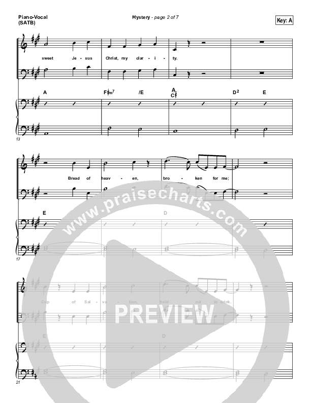 Mystery Sheet Music PDF (Passion / Charlie Hall) - PraiseCharts