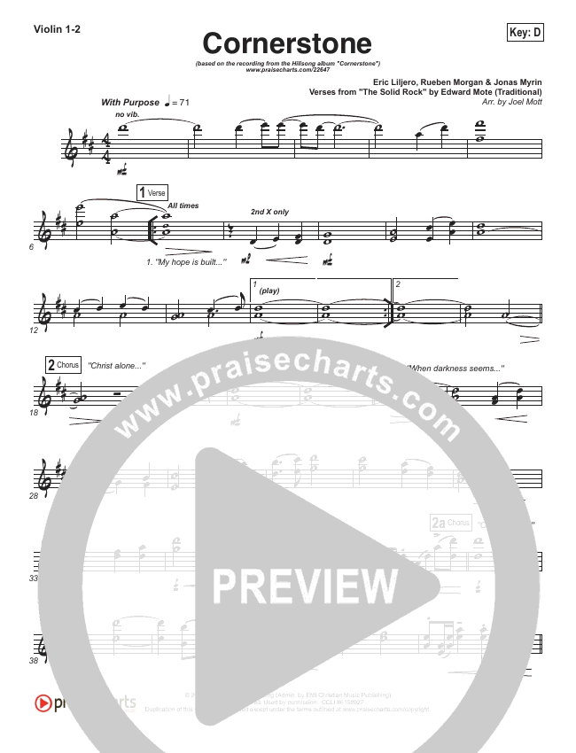 Hillsong Cornerstone Sheet Music Digital Download