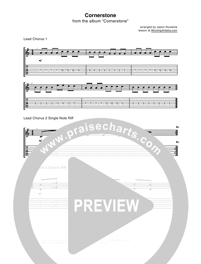 Cornerstone Guitar Tab - Hillsong Worship | PraiseCharts