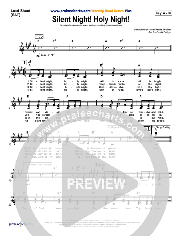 Silent Night Traditional Carol Praisecharts Praisecharts