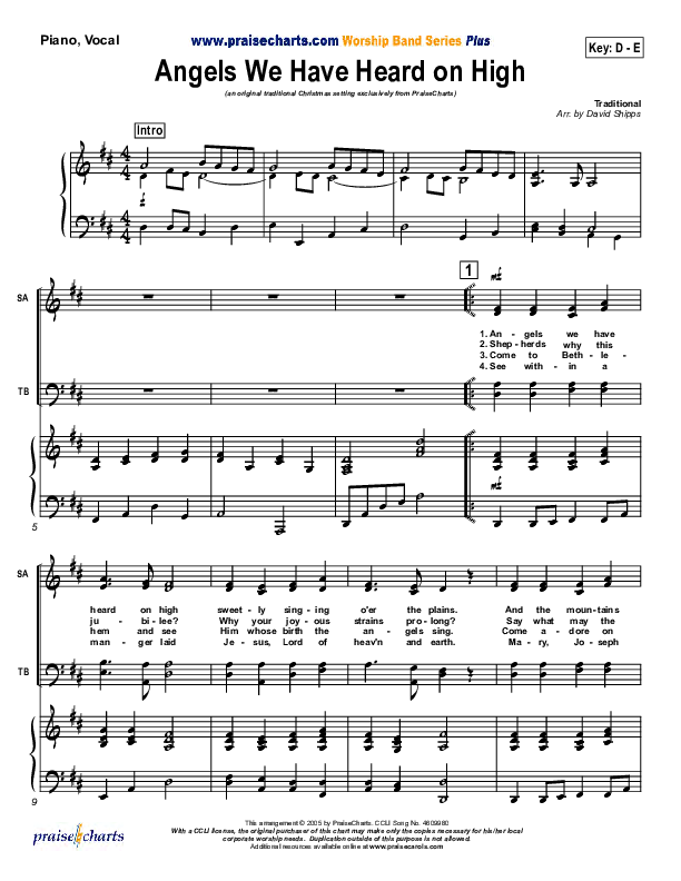 Angels We Have Heard On High Sheet Music PDF (Traditional Carol ...