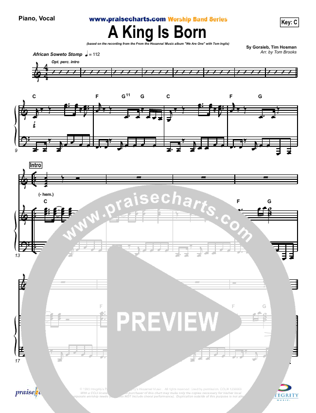 A King is Born Sheet Music PDF (Tom Inglis) - PraiseCharts