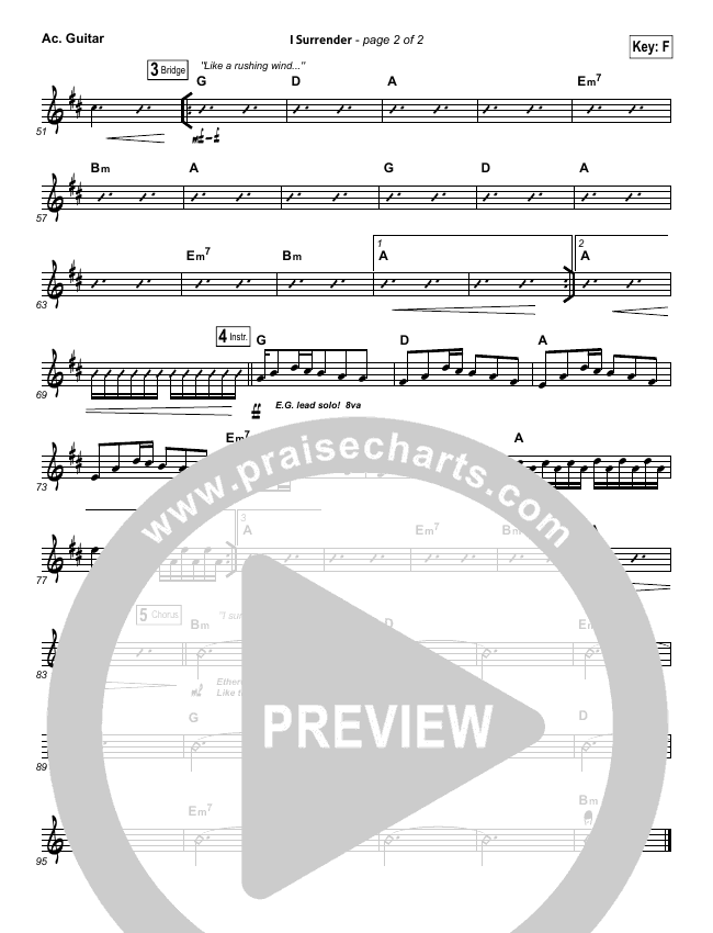 I Surrender Hillsong Chord Chart
